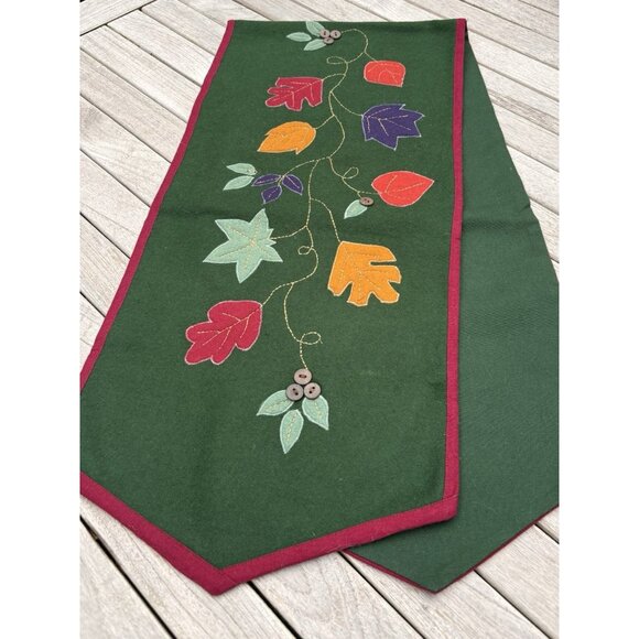 Sonoma | Dining | Fall Table Runner Hunter Green Harvest Autumn Leaves ...